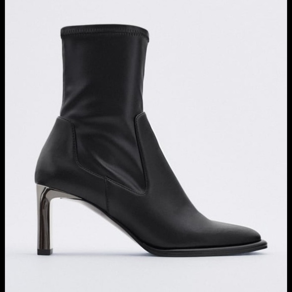 Zara | Shoes | Zara Metallic Heeled Ankle Booth | Poshmark